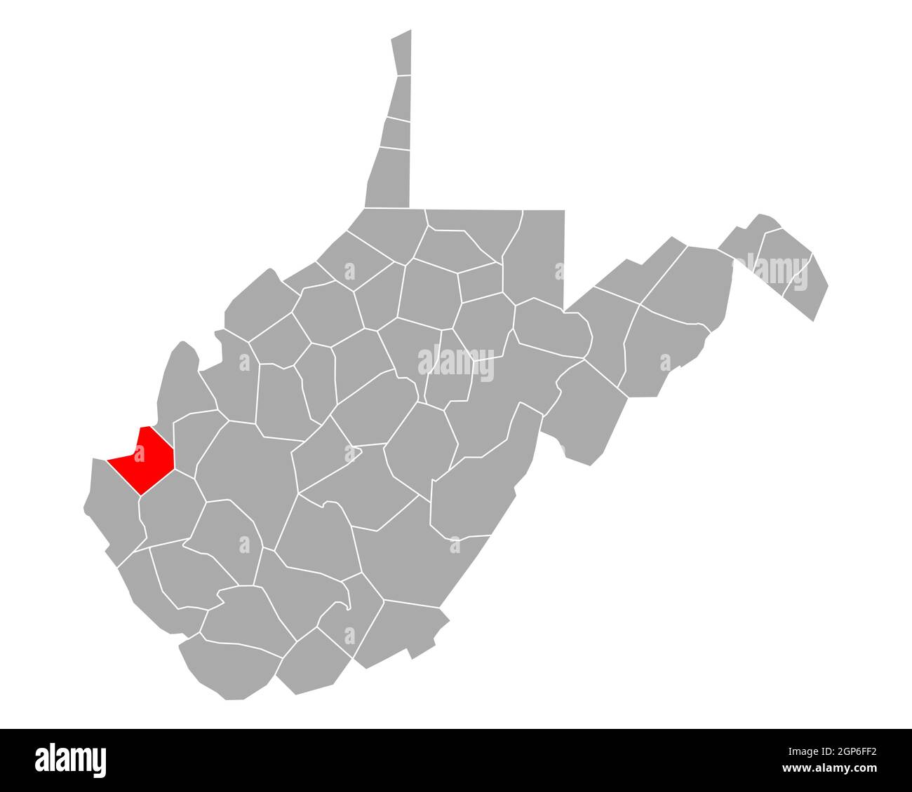 Map of Cabell in West Virginia Stock Photo - Alamy