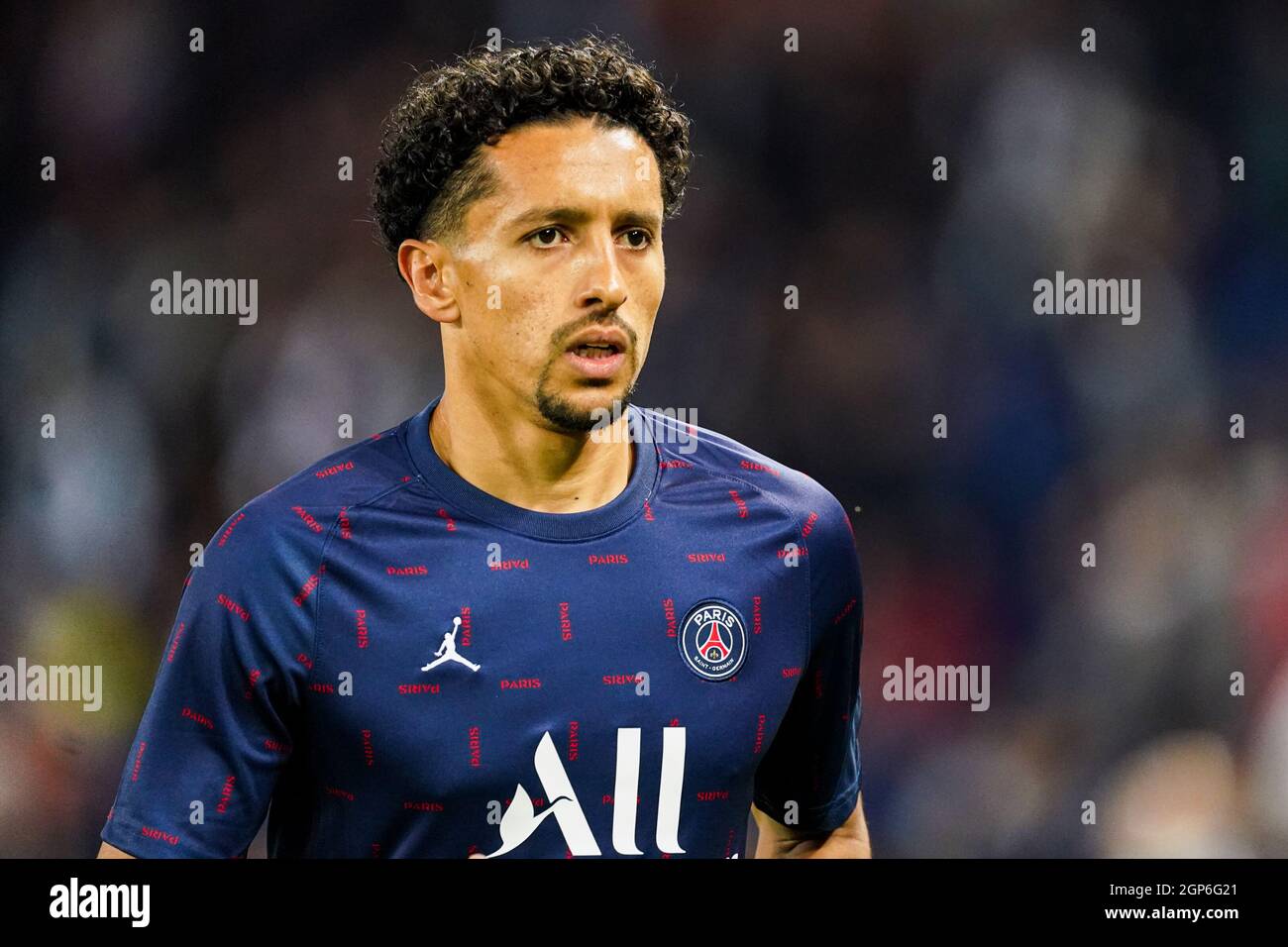 PARIS, FRANCE - SEPTEMBER 28: Marquinhos of Paris Saint-Germain during ...