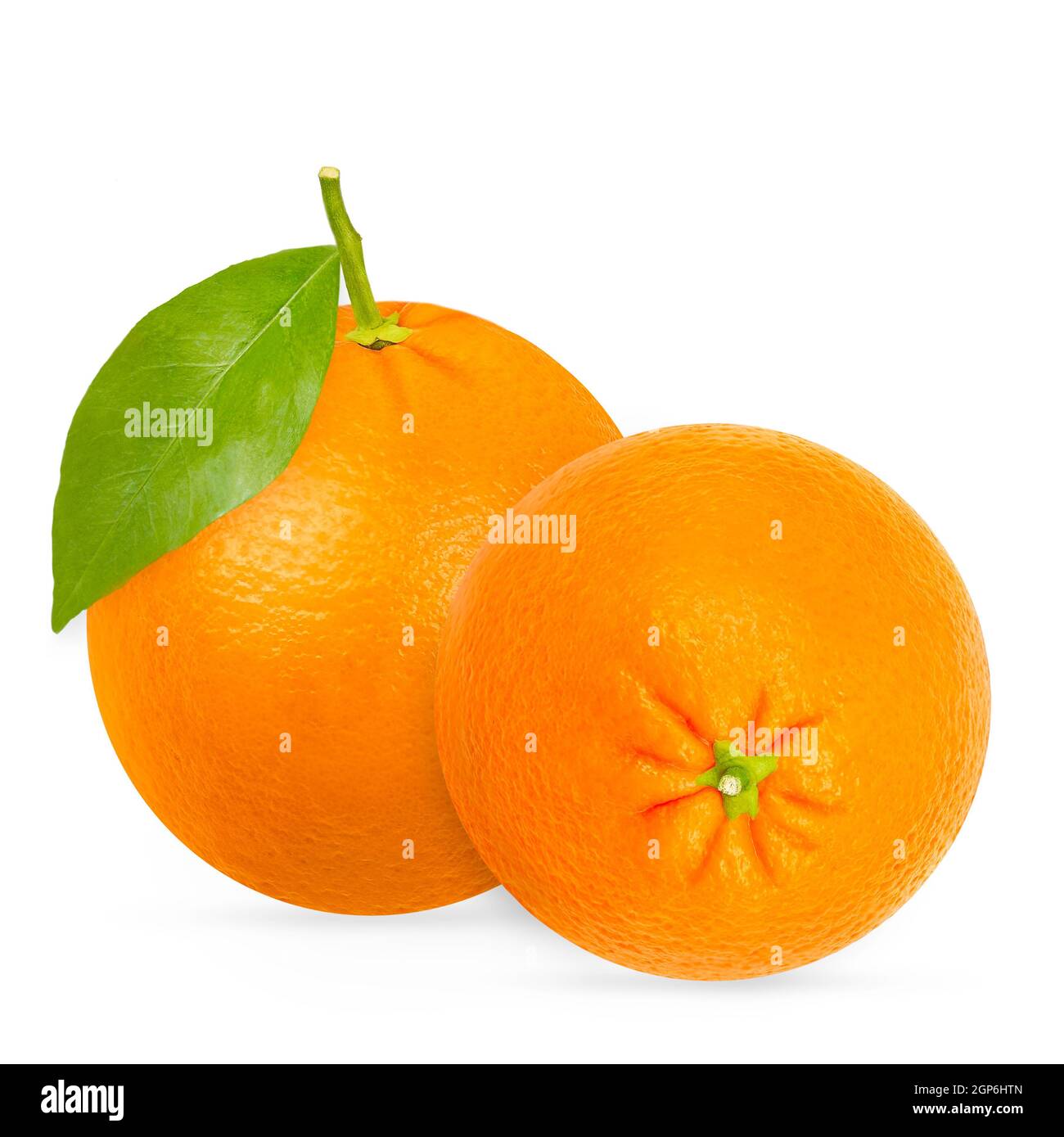 Isolate fruit. Two whole orange on white background, clipping path ...