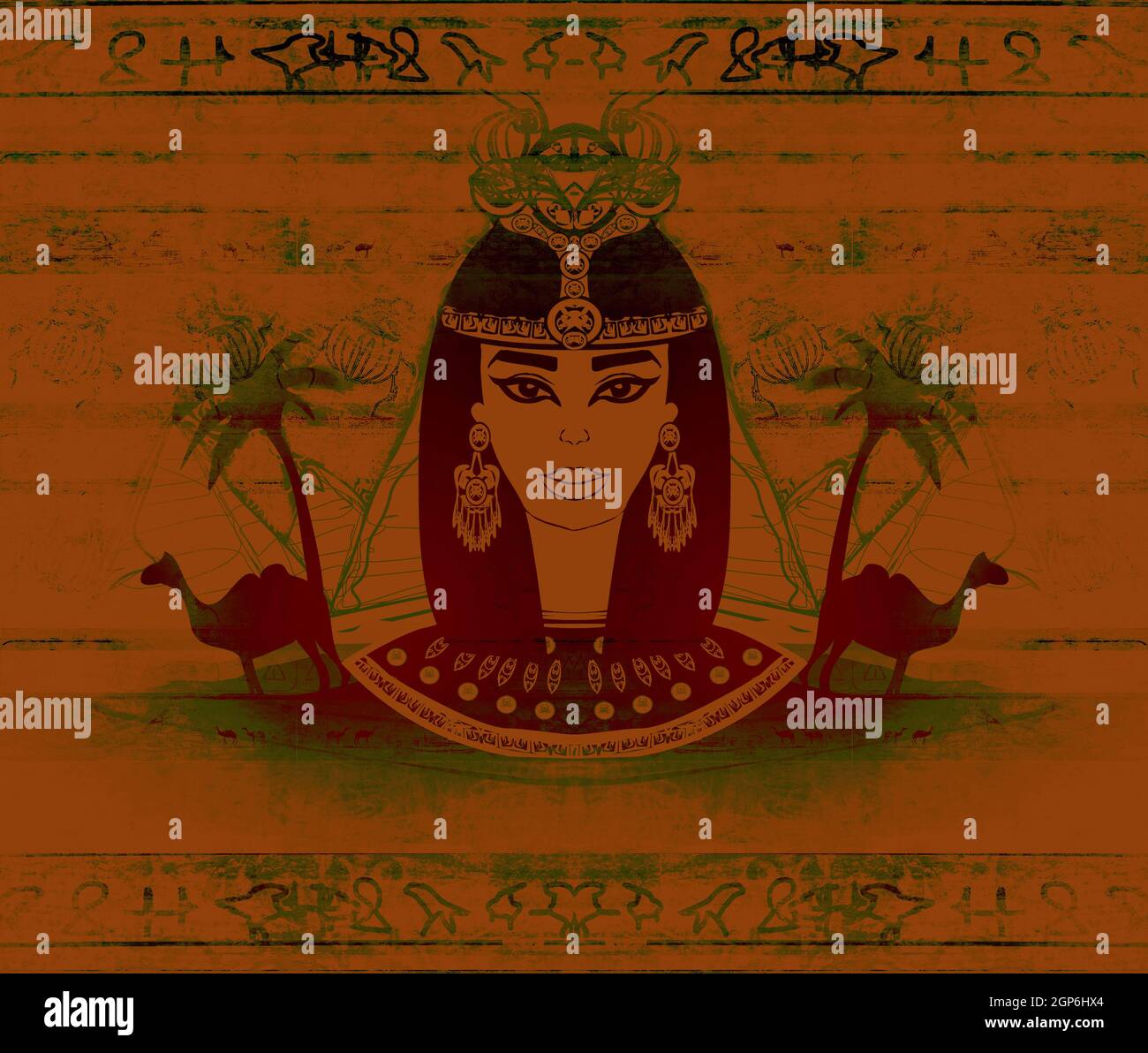 Egyptian queen cleopatra frame egypt pyramid hi-res stock photography ...