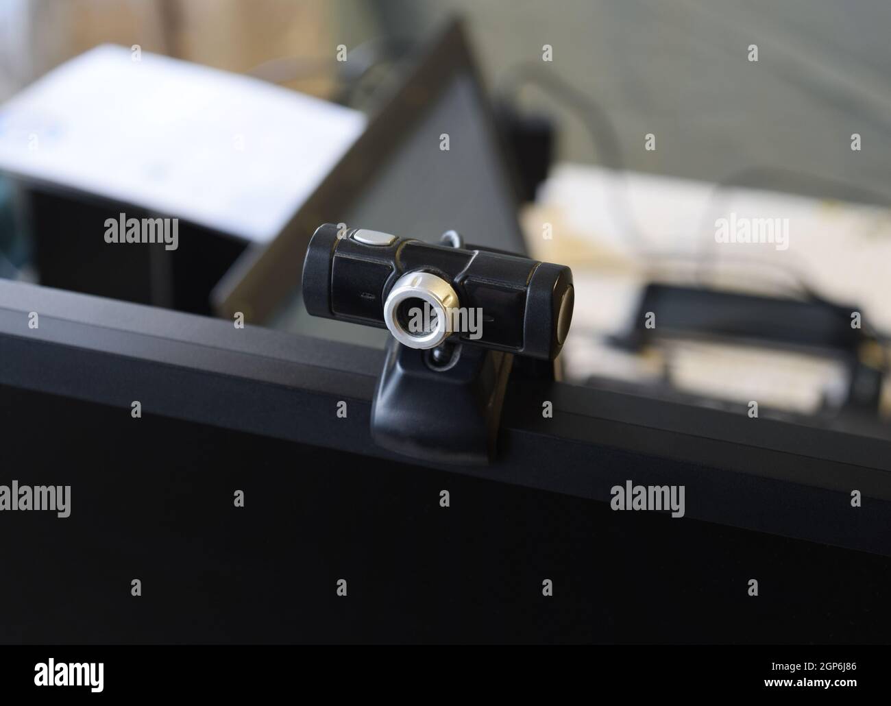 Web camera, attached to the monitor. Equipment for video Stock Photo ...