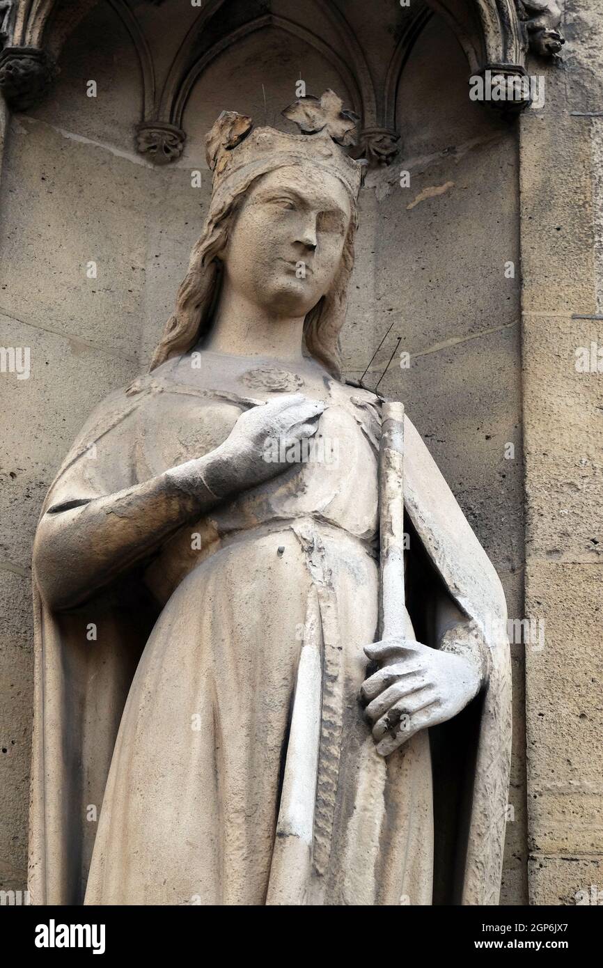 Statue of Saint on the portal of the Basilica of Saint Clotilde in ...