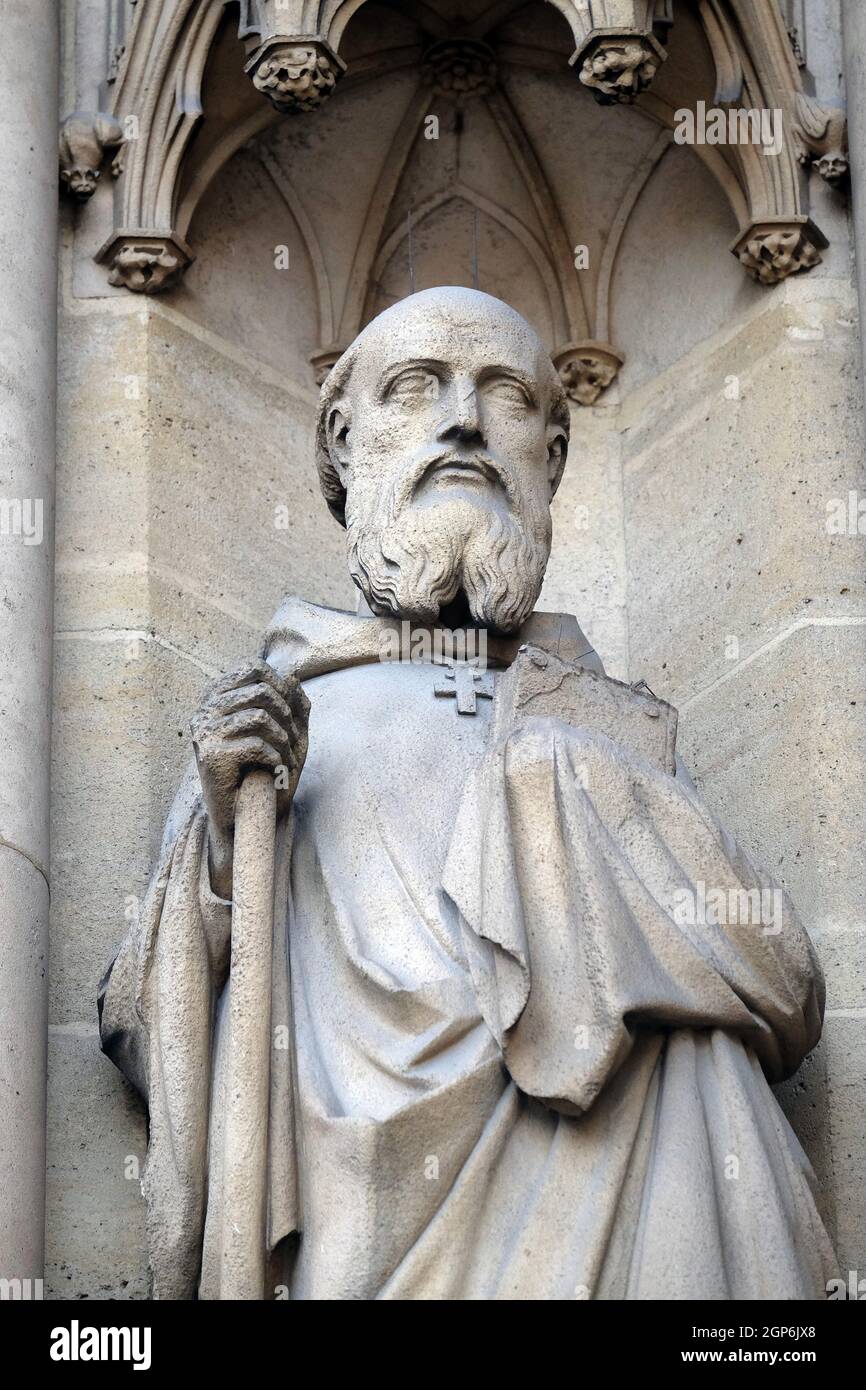 Statue of Saint on the portal of the Basilica of Saint Clotilde in ...