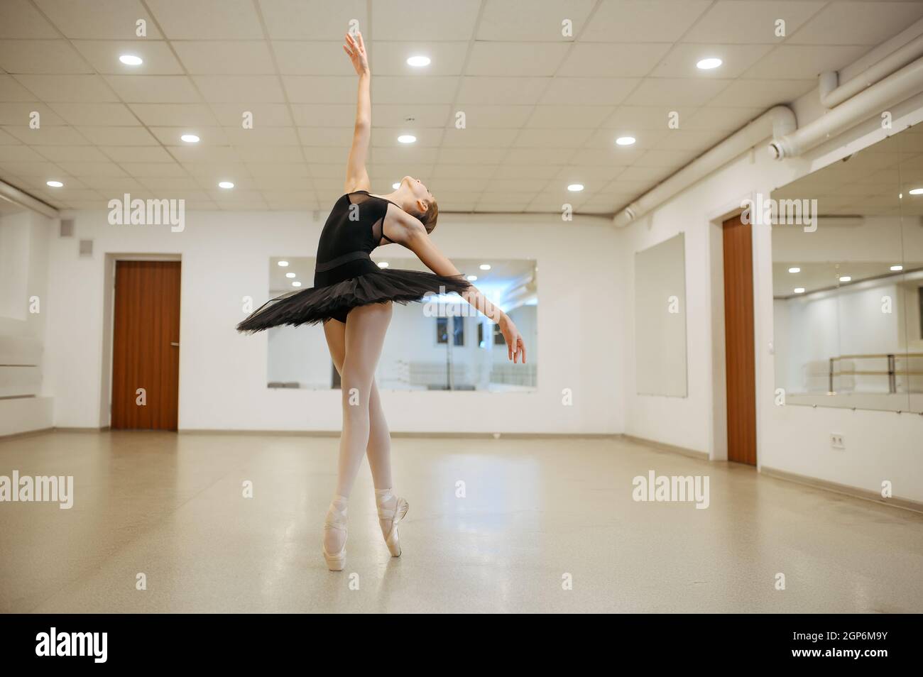 Elegant ballerina, dance performing in class. Ballet school, female ...