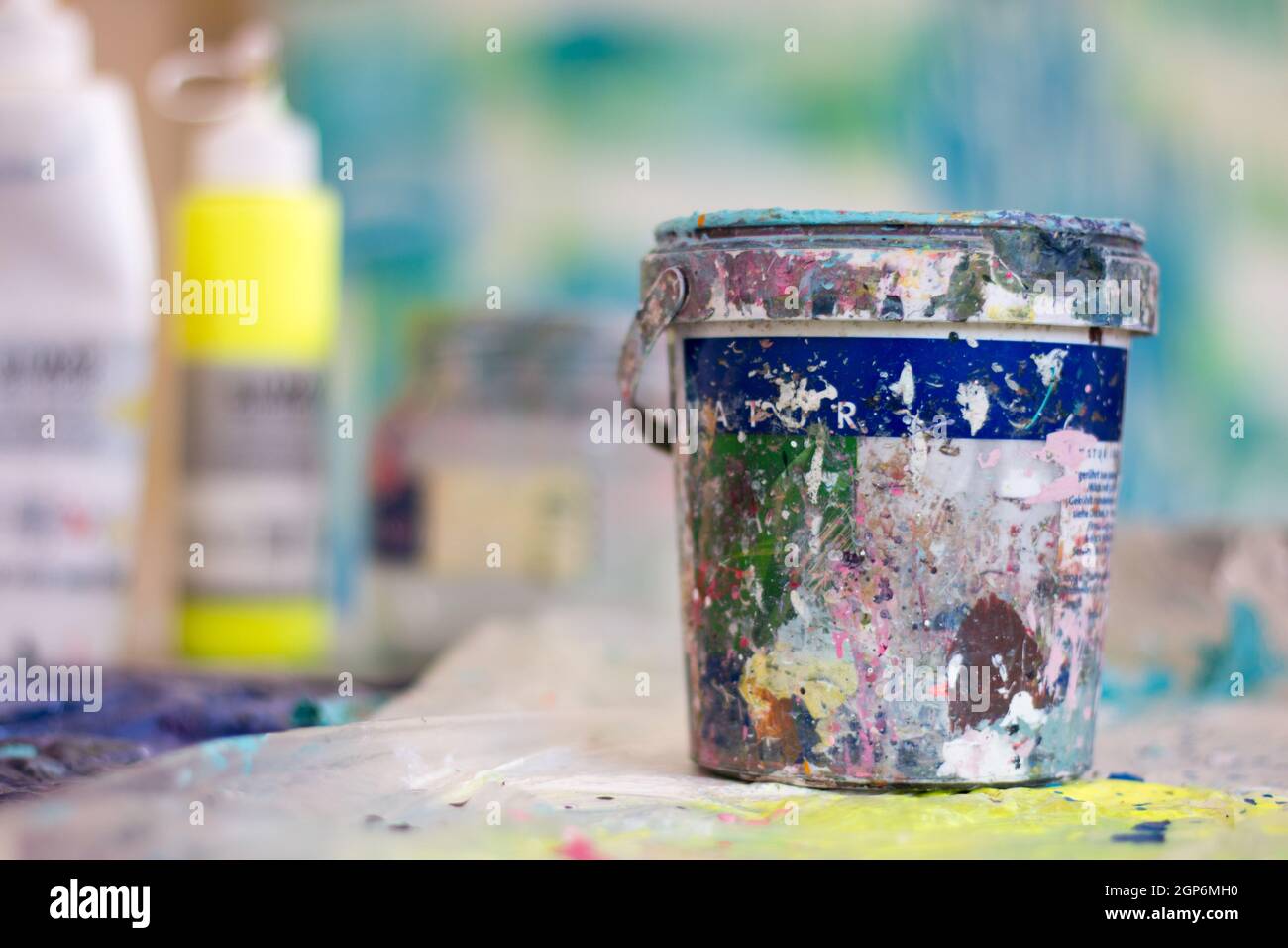 Artist paint brushes on painting background. Painting therapy Stock ...