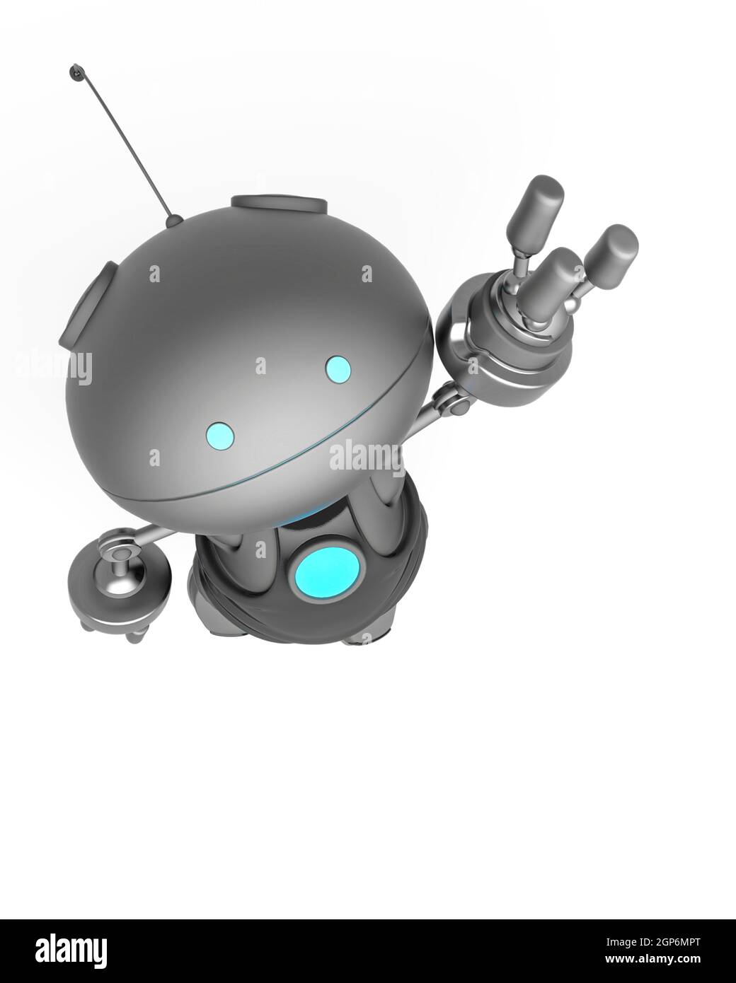 mini bot is jumping in white background close up, 3d illustration Stock ...