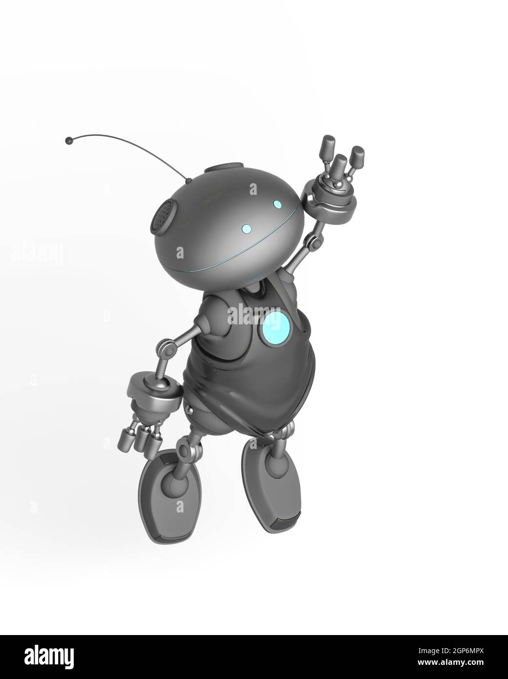 mini bot is jumping in white background isometric view, 3d illustration ...