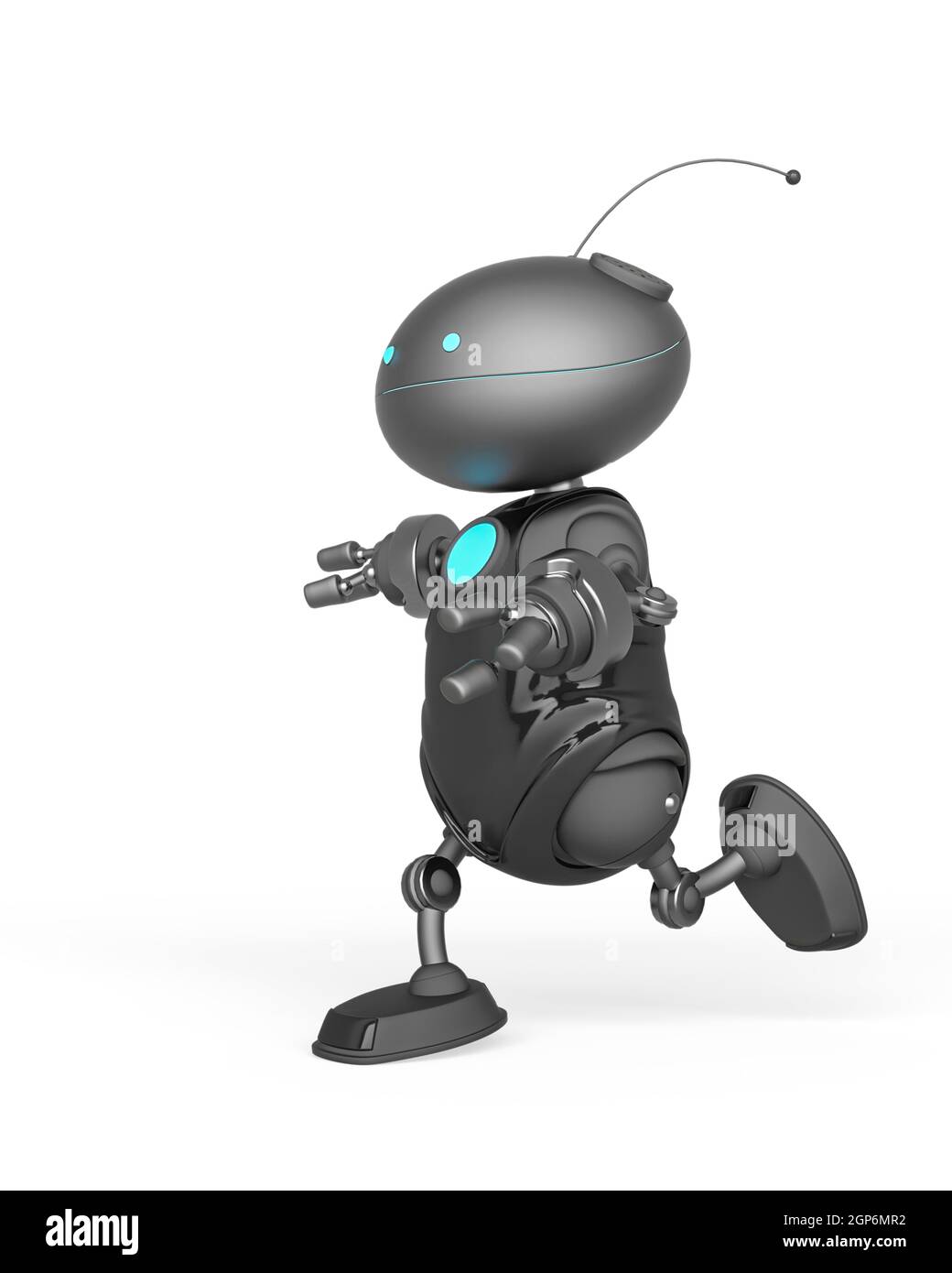 mini bot is running in white background side view, 3d illustration ...