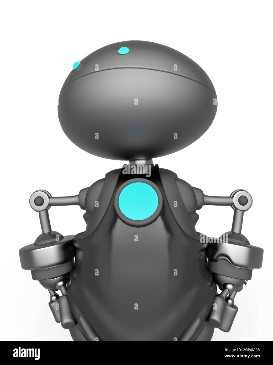 mini bot is doing a super hero pose in white background close up view ...