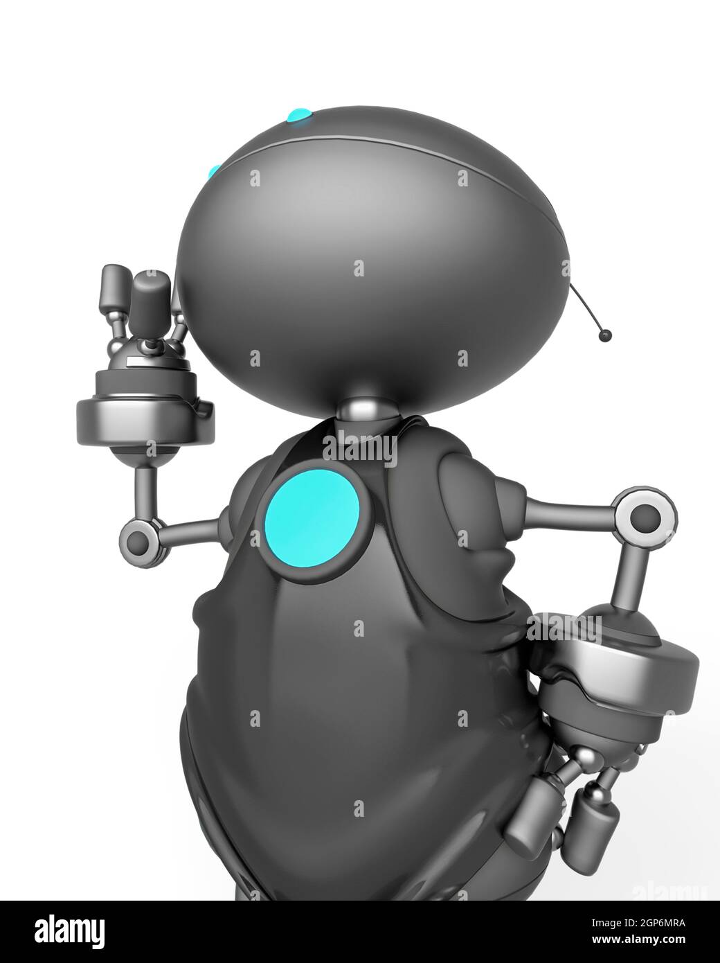 mini bot is thinking about in white background close up view, 3d ...