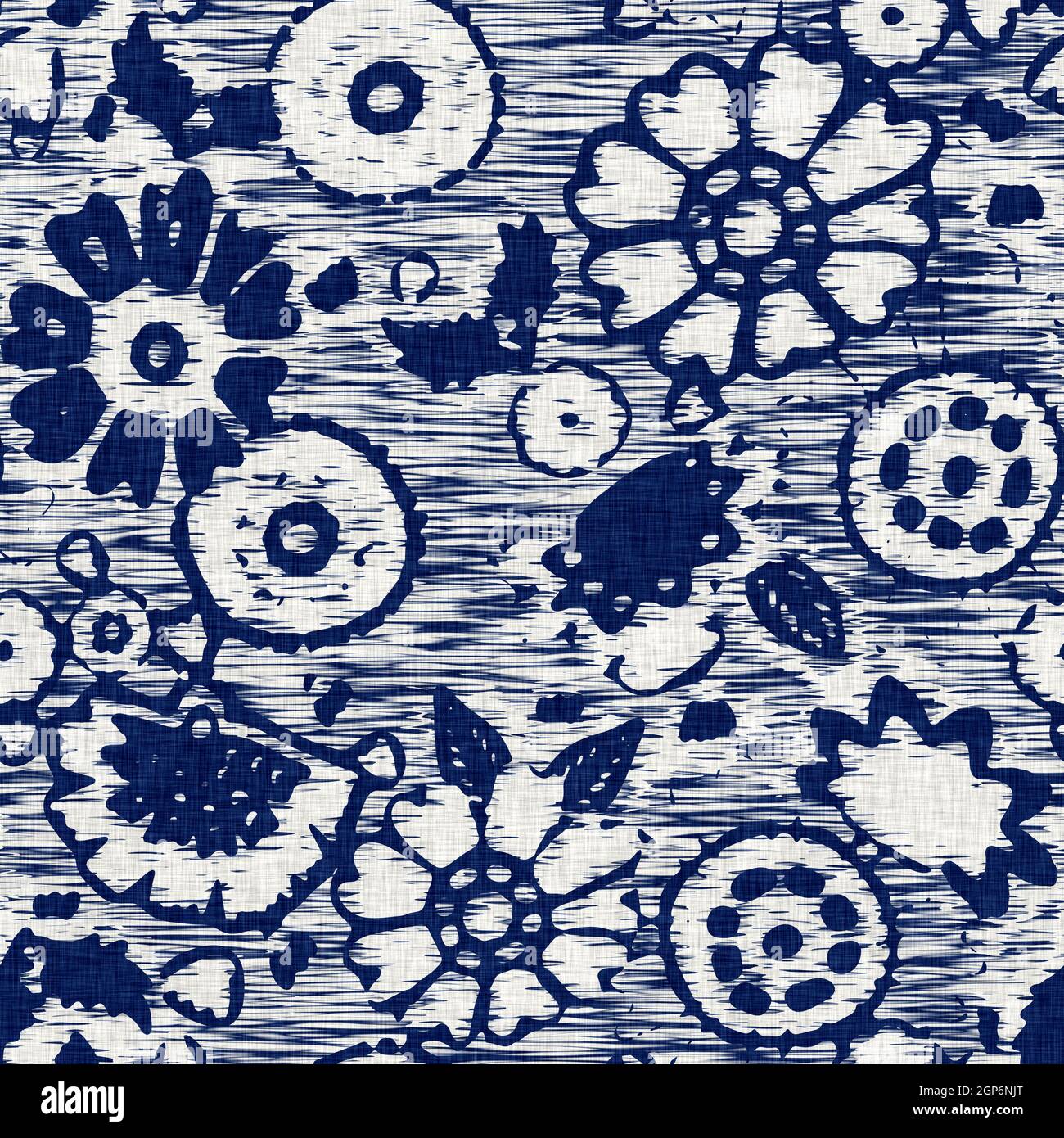 Indigo dyed fabric flower pattern texture. Seamless textile fashion ...