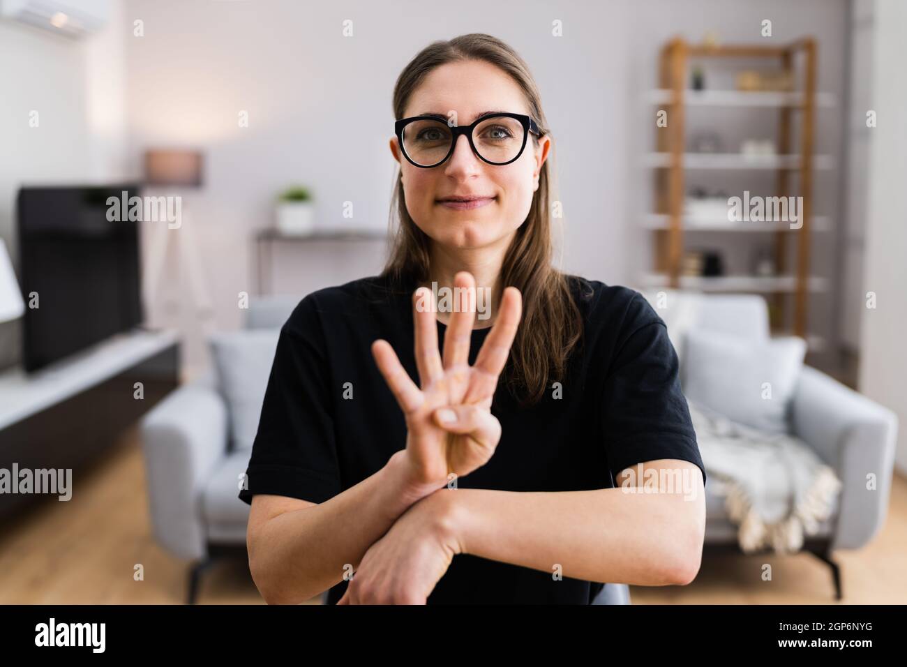 Learning Sign Language. Hearing Disability Talking Using Hands Stock ...