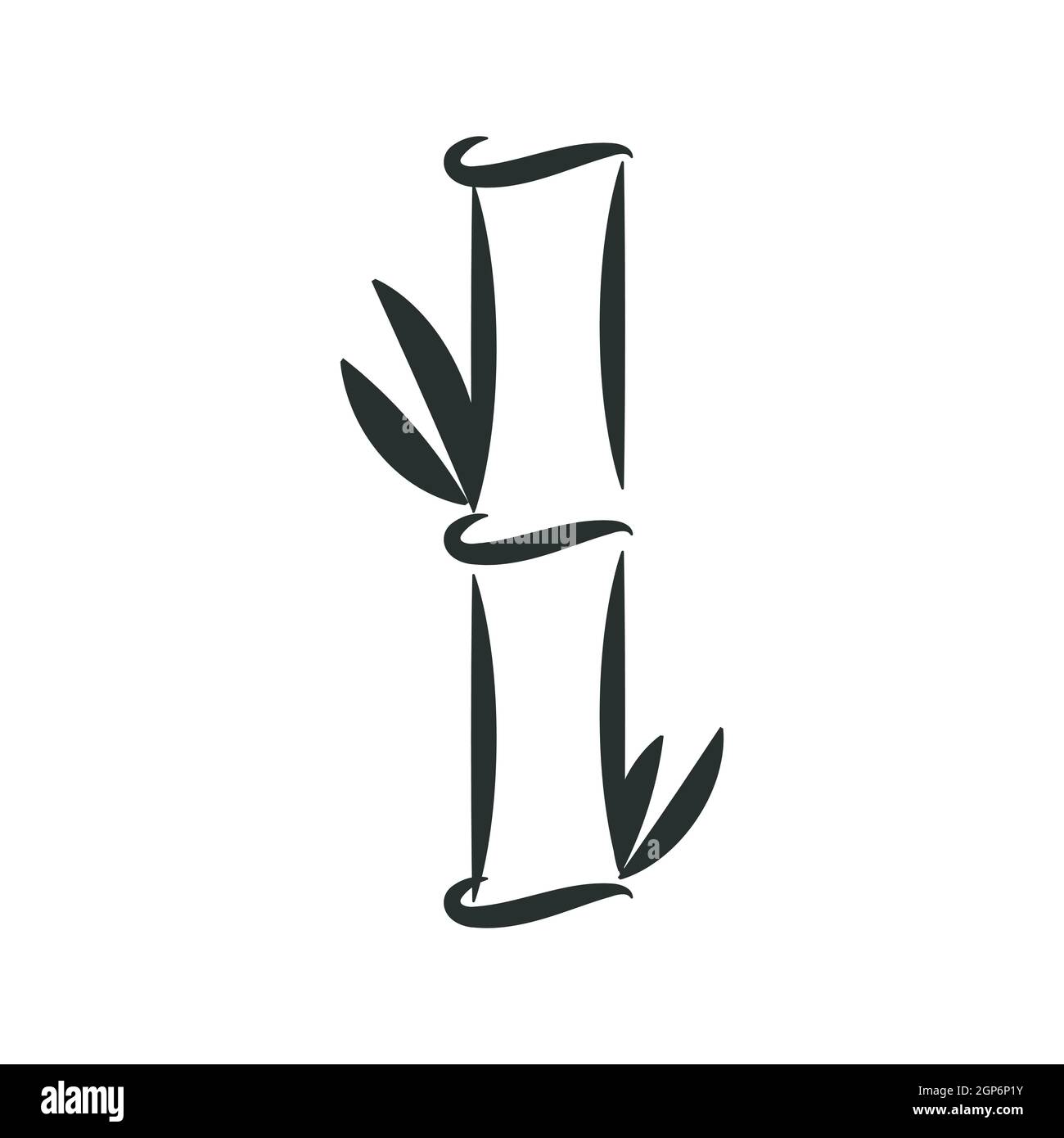 Bamboo icon. Vector logo. Black outline stroke, sketch style design ...