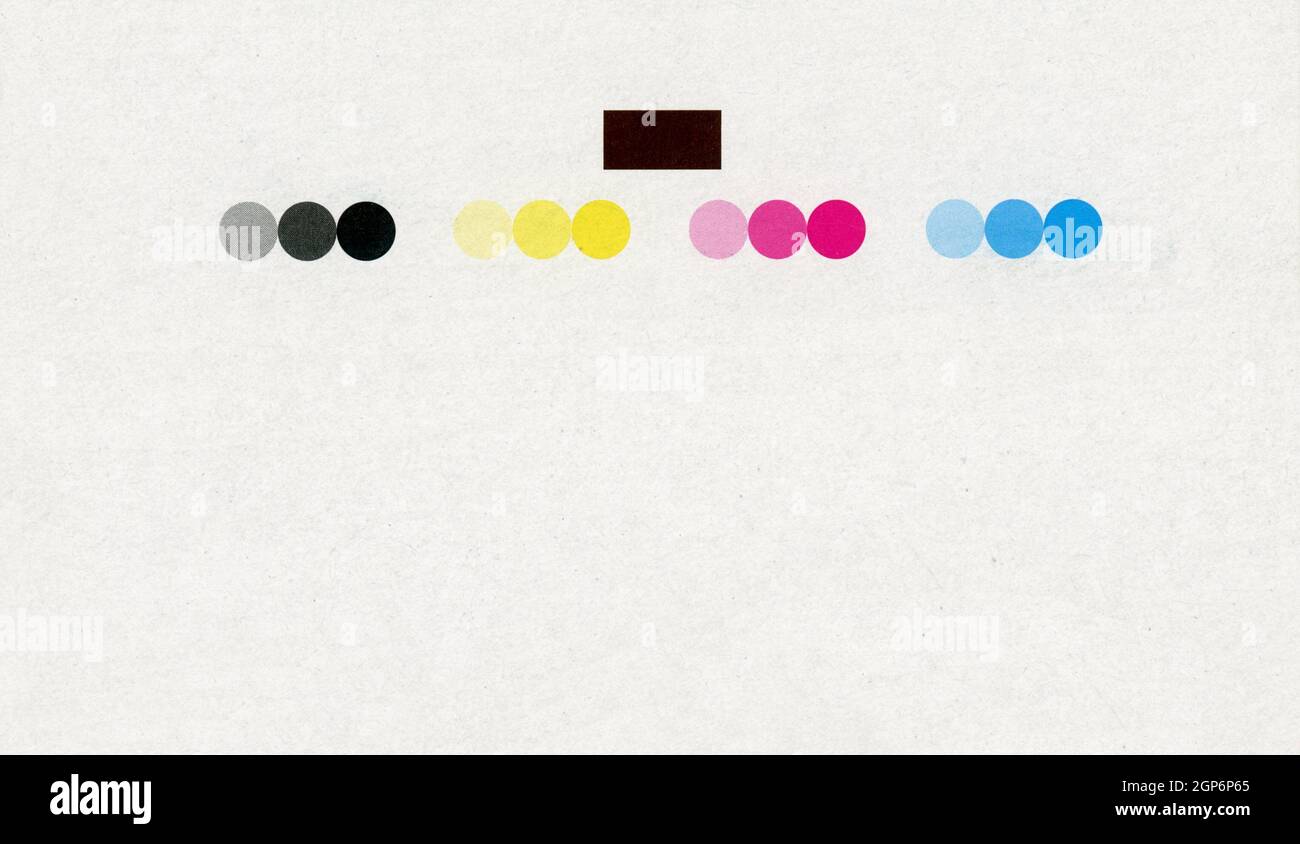 CMYK colour press marks printed on cardboard packaging box Stock Photo ...