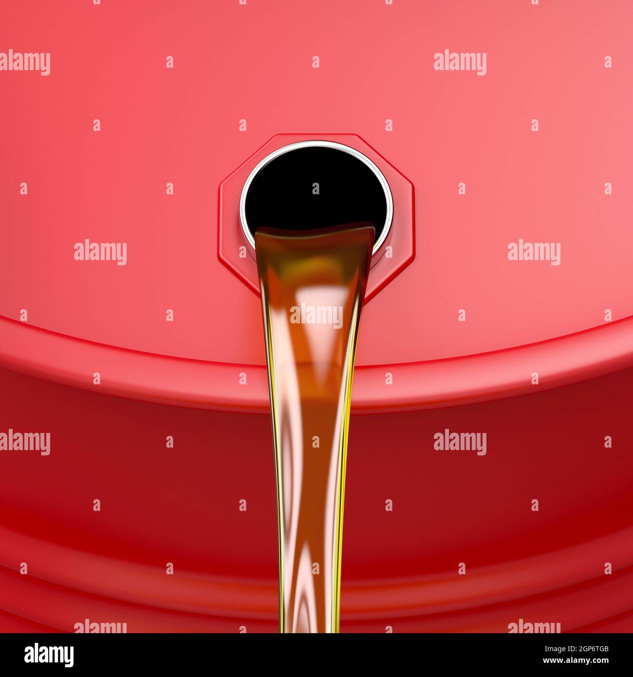 Pouring motor oil from the red barrel Stock Photo - Alamy