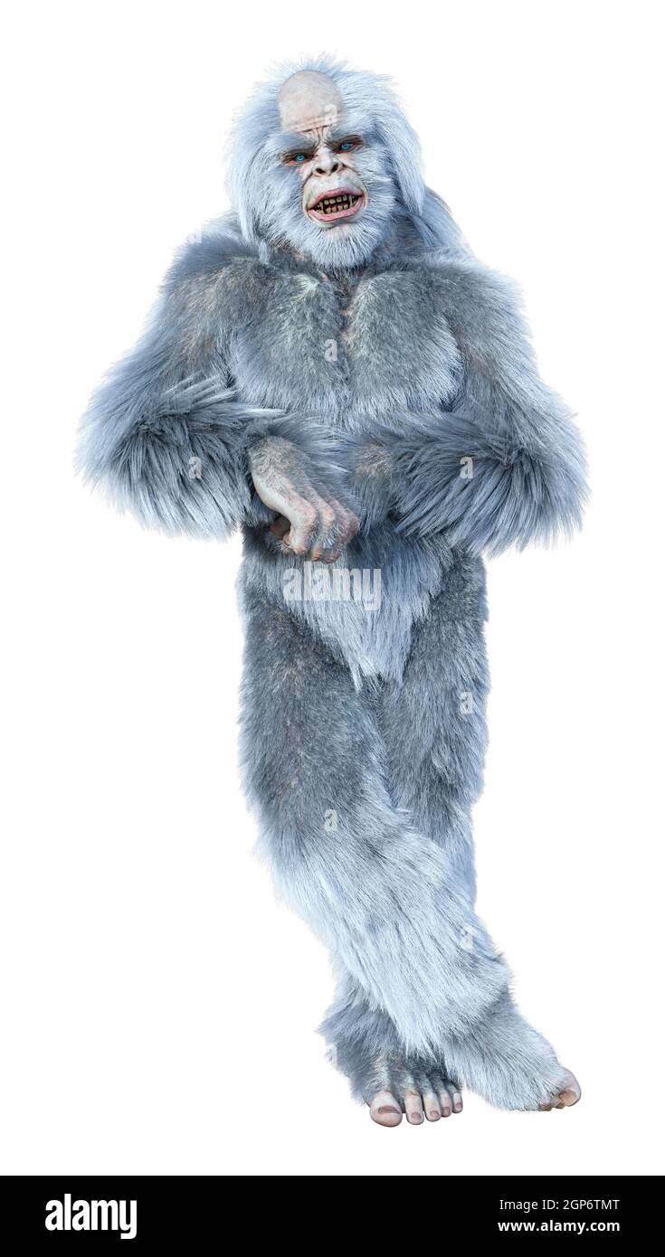 3D rendering of a fantasy creature yeti isolated on white background ...