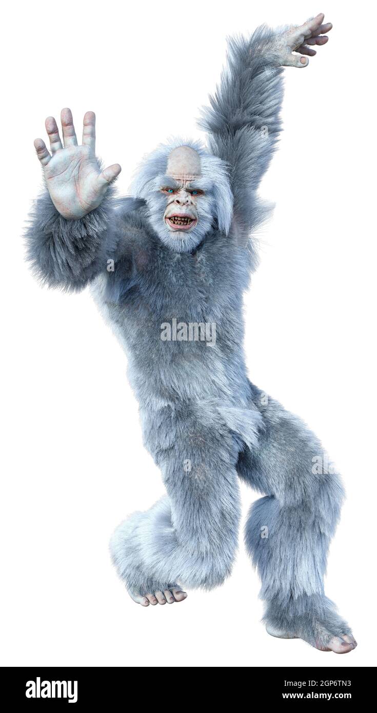 3D rendering of a fantasy creature yeti isolated on white background ...