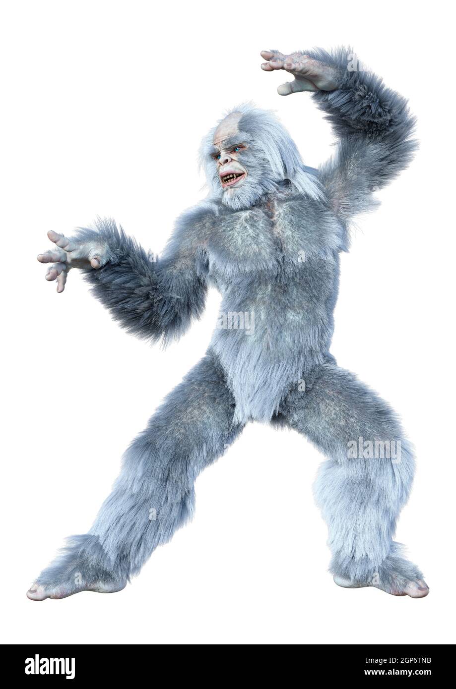 3D rendering of a fantasy creature yeti isolated on white background ...