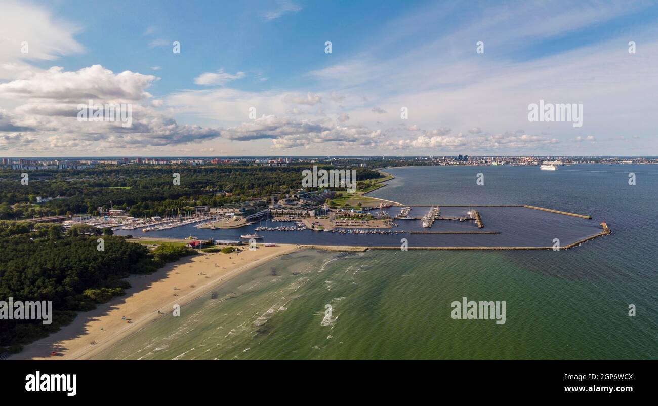 View of beach and marina, Pirita, aerial view, Tallinn, Estonia Stock ...