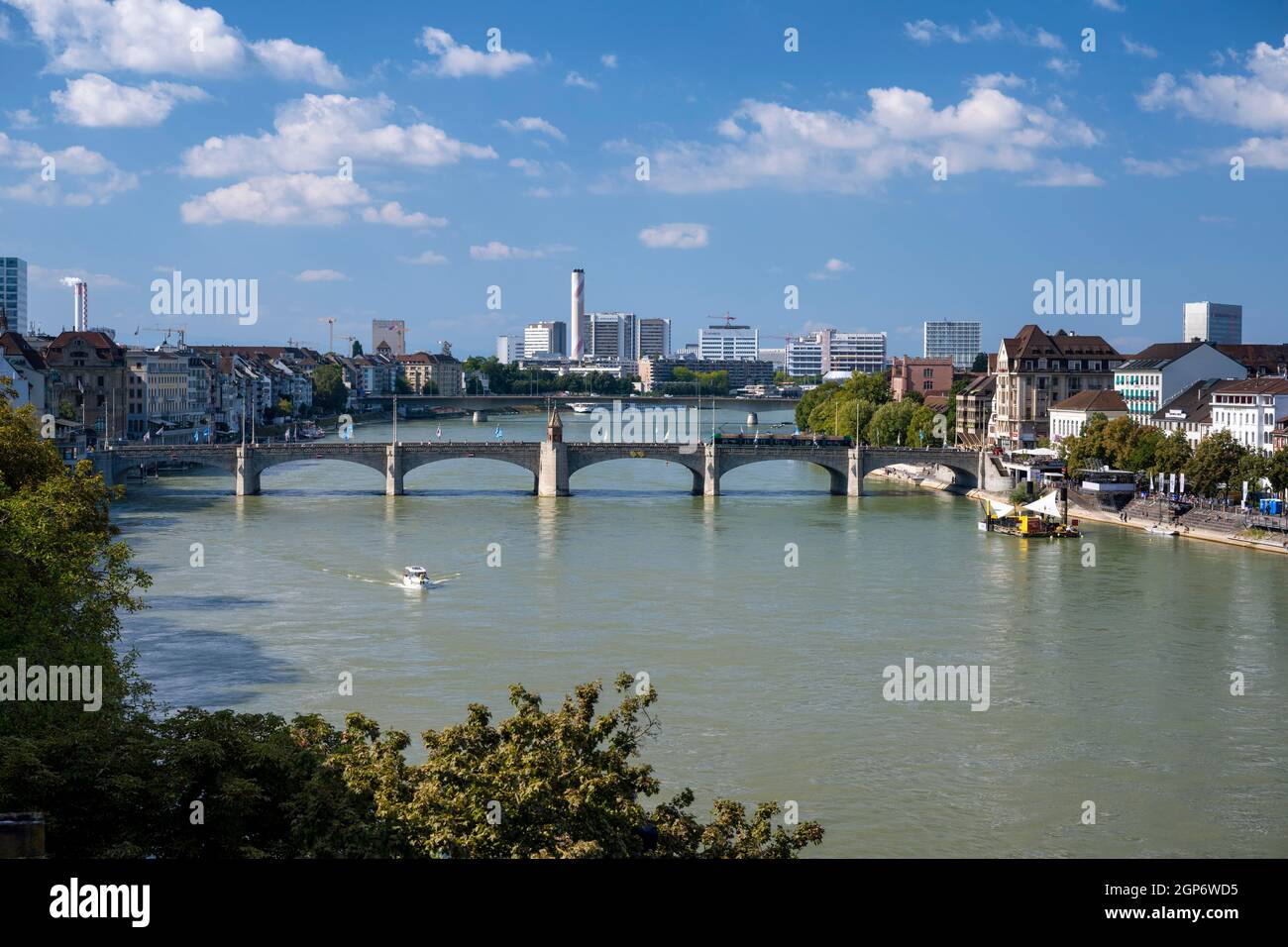 View over the Rhine and the middle bridge, Basel Switzerland Stock ...