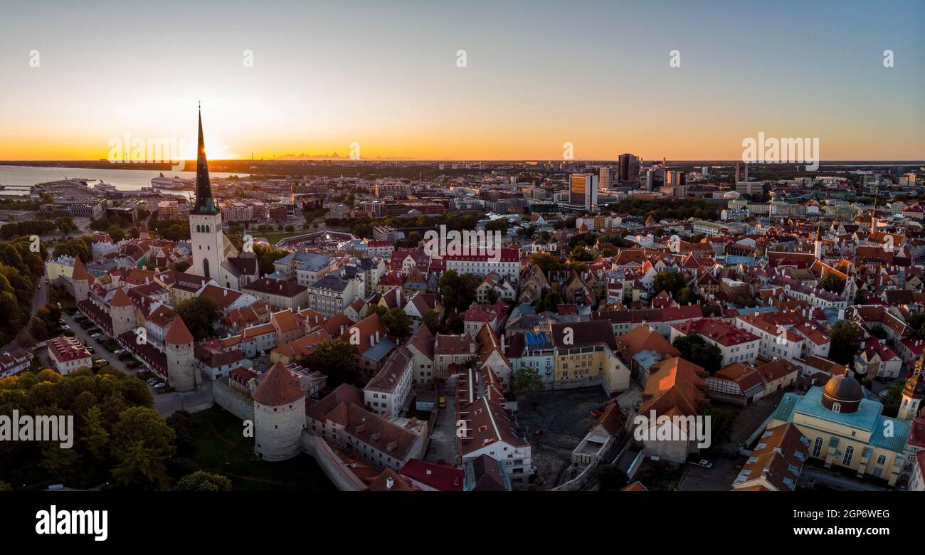 Old Town with Olai Church, Reval City Fortifications and Wall Towers ...