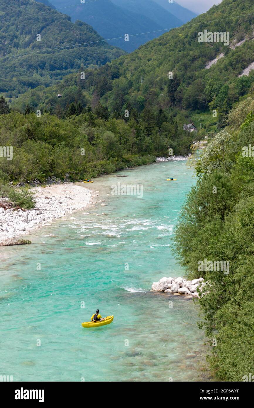 Kayaking, Soca in Triglav national park, Slovenia Stock Photo - Alamy