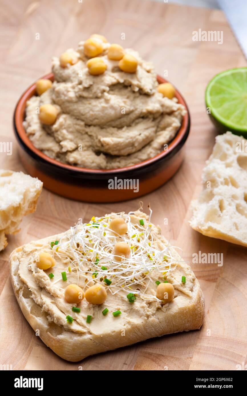 homemade spread of chickpeas cress Stock Photo - Alamy