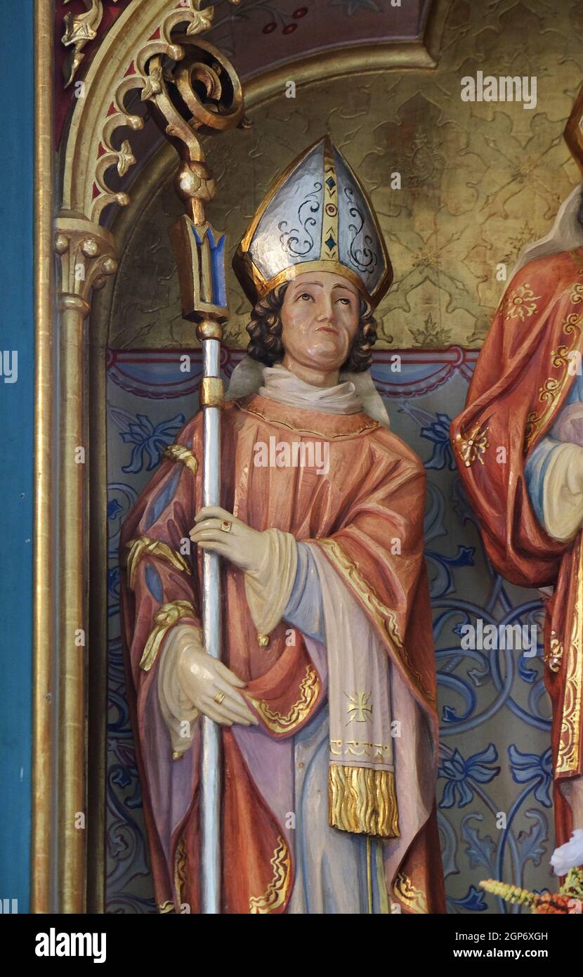 Saint Martin, statue on the main altar in the Saint Nicholas church in ...