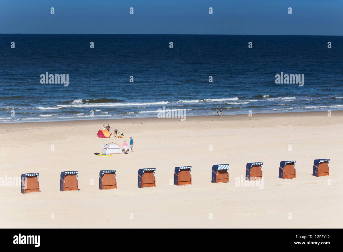 Beach chairs on the beach, Egmond, North Sea, Holland, Netherlands ...