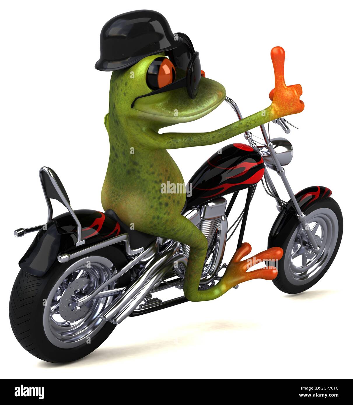 Fun frog on a motorcycle - 3D Illustration Stock Photo - Alamy