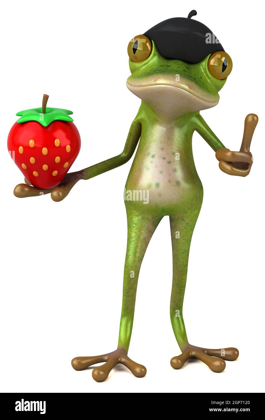Fun french frog - 3D Illustration Stock Photo - Alamy