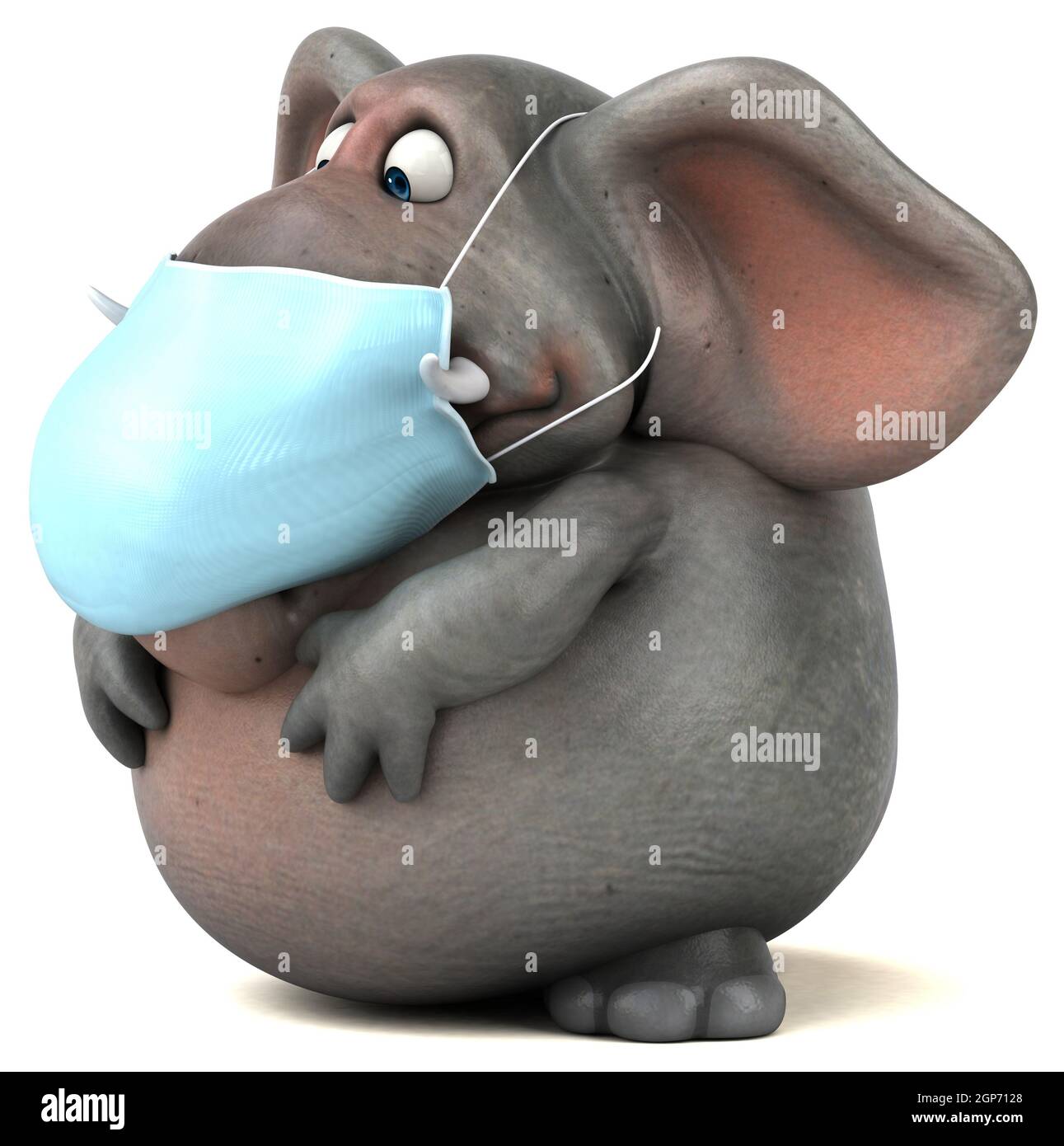 Fun 3D illustration of an elephant with a mask Stock Photo - Alamy