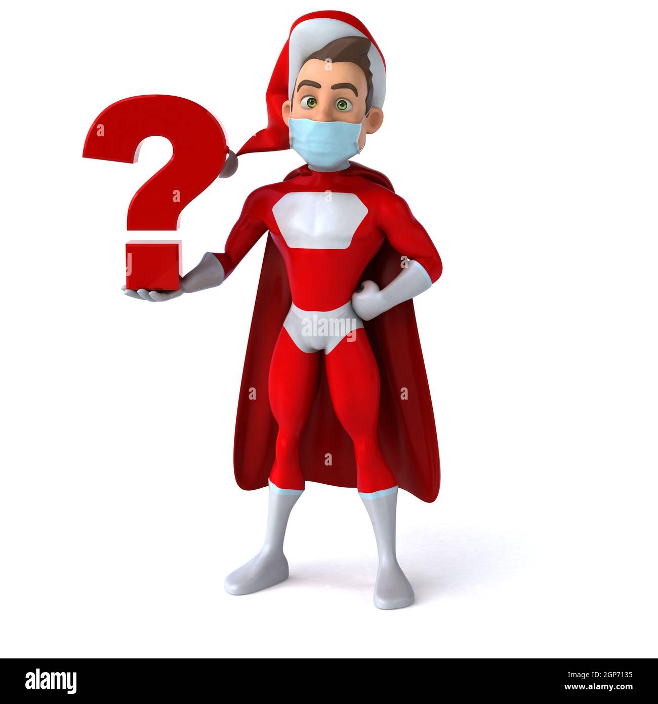 Fun 3D illustration of a cartoon Santa Claus with a mask Stock Photo ...