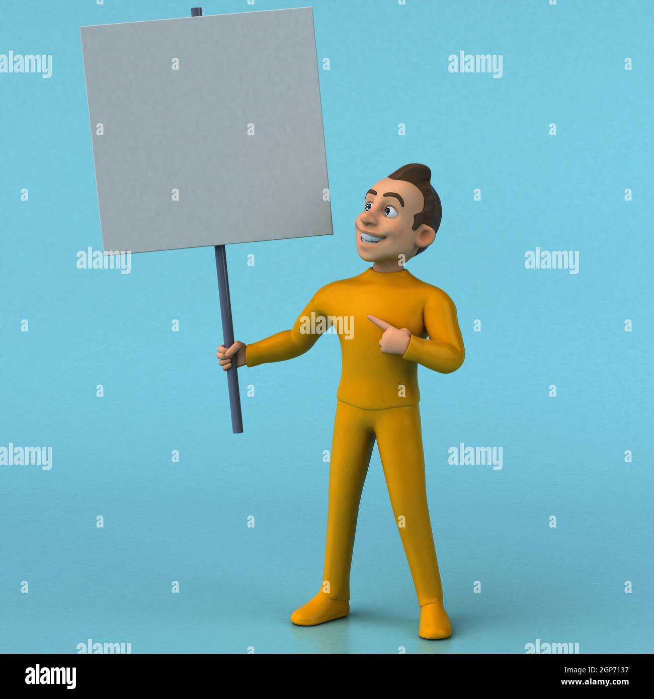 Fun 3D cartoon yellow character Stock Photo - Alamy