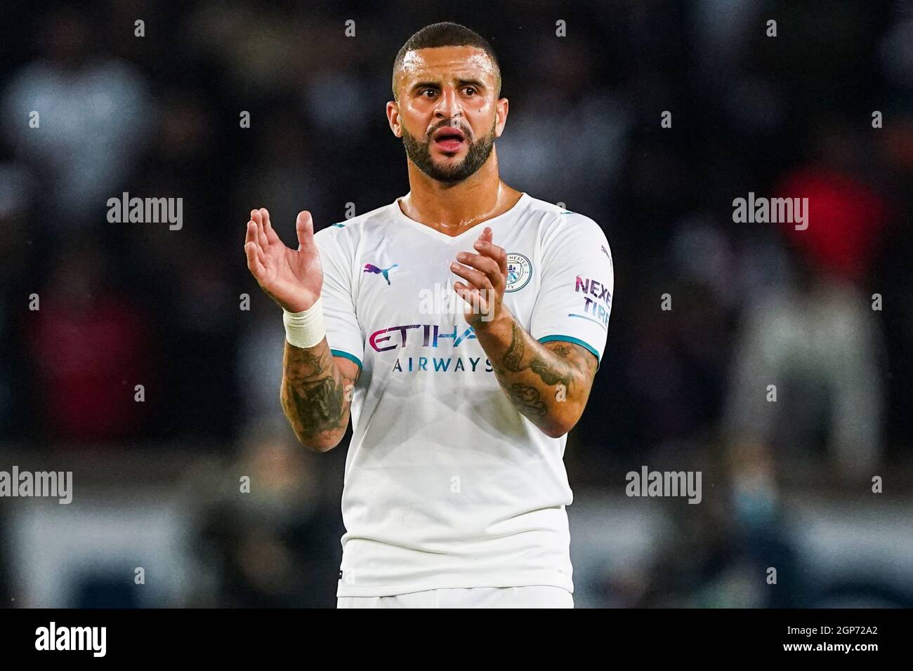 PARIS, FRANCE - SEPTEMBER 28: Kyle Walker of Manchester City FC during ...
