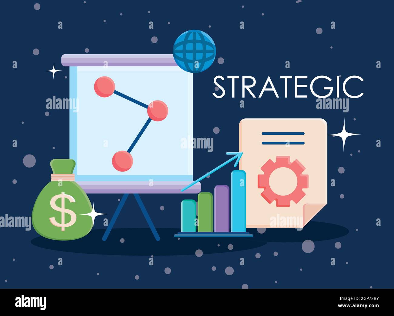 presentation board with icon set of strategic theme Stock Vector Image ...