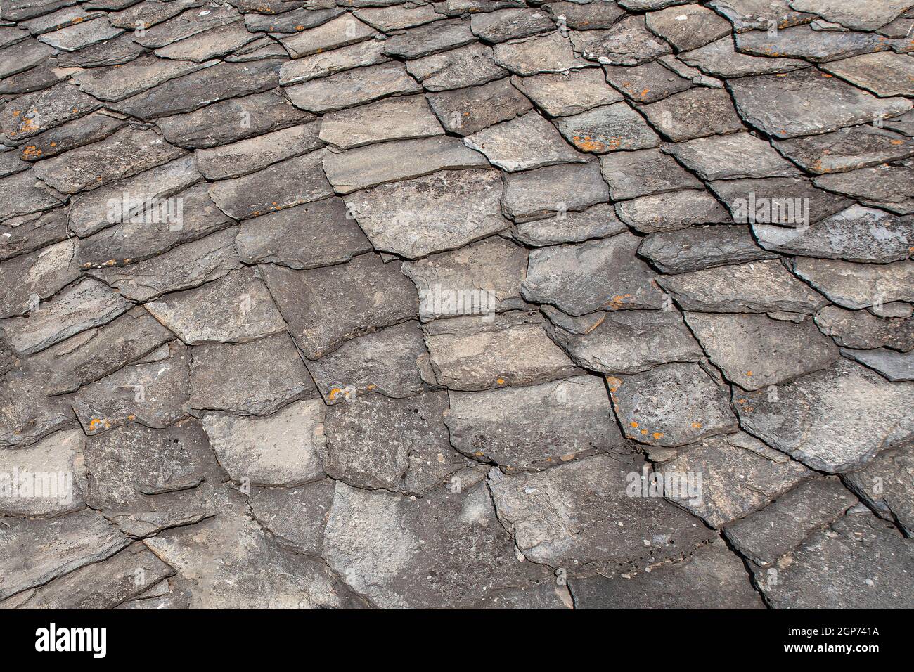 Texture of a lauze stone roof in the Alps in France Stock Photo - Alamy