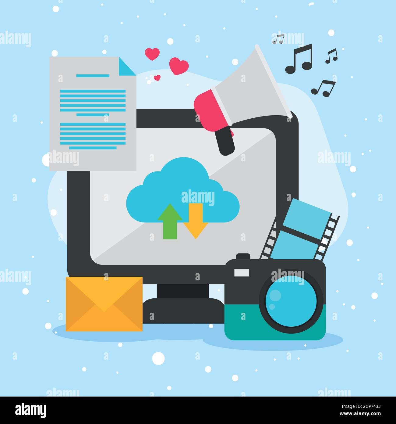 Computer camera and icons of multimedia theme Stock Vector Image & Art ...