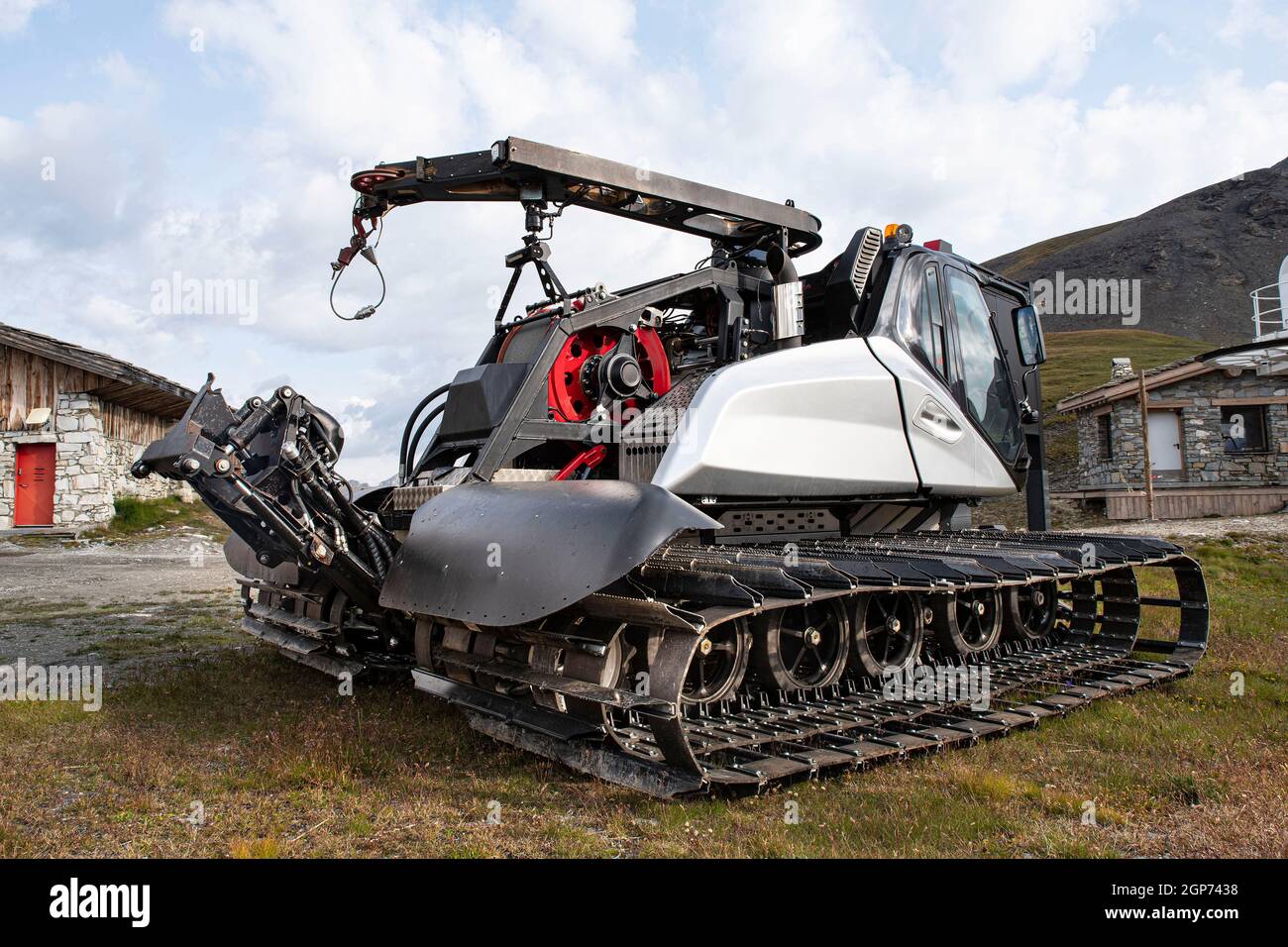 Close-up of a grooming machine for slope maintenance Stock Photo - Alamy