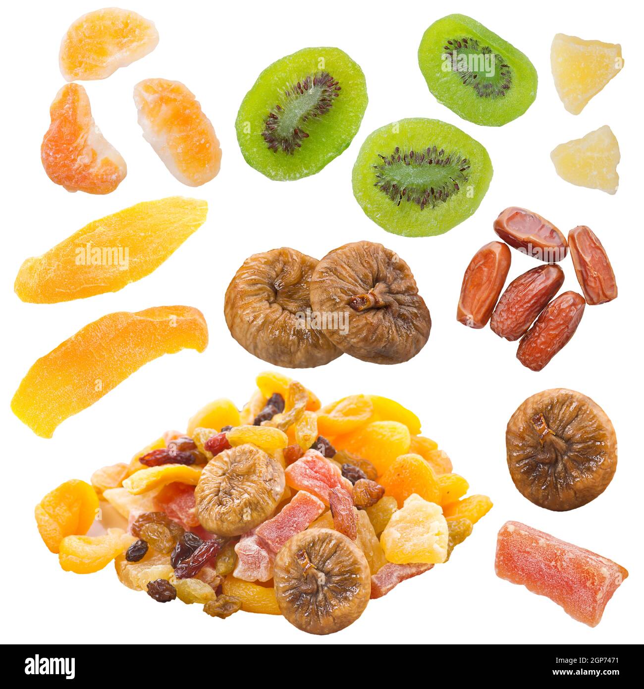 Dry fruits collection isolated on white background Stock Photo - Alamy