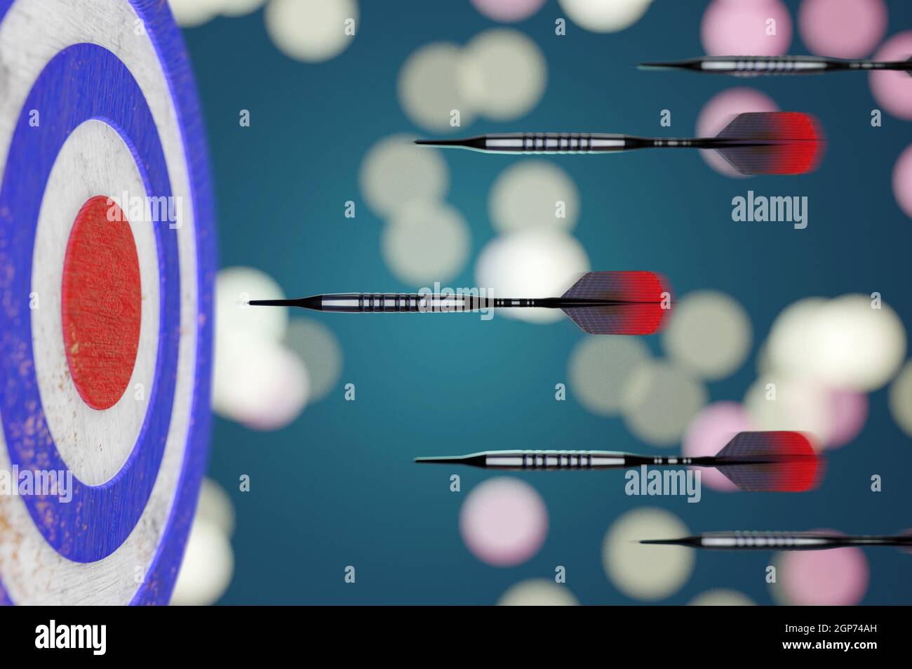 3d illustration. Target on blue background. Success in business concept ...