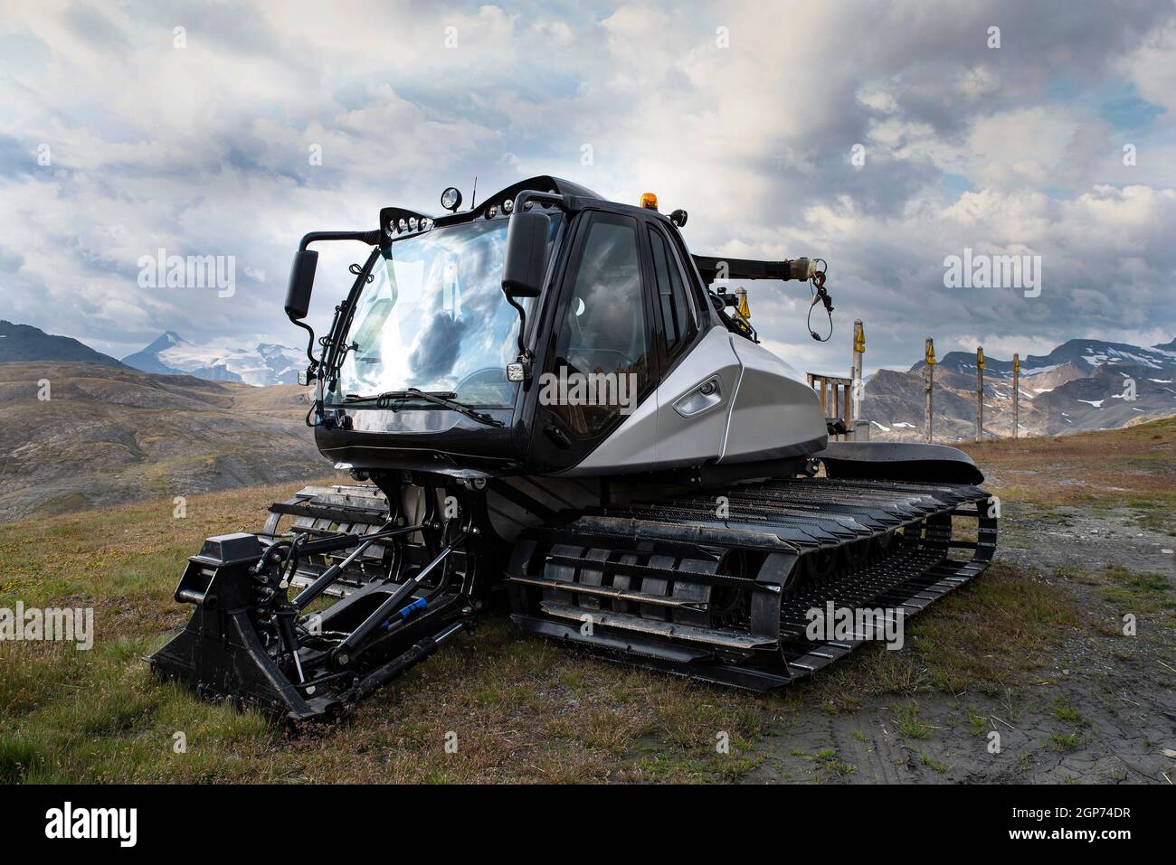 Close-up of a grooming machine for slope maintenance Stock Photo - Alamy