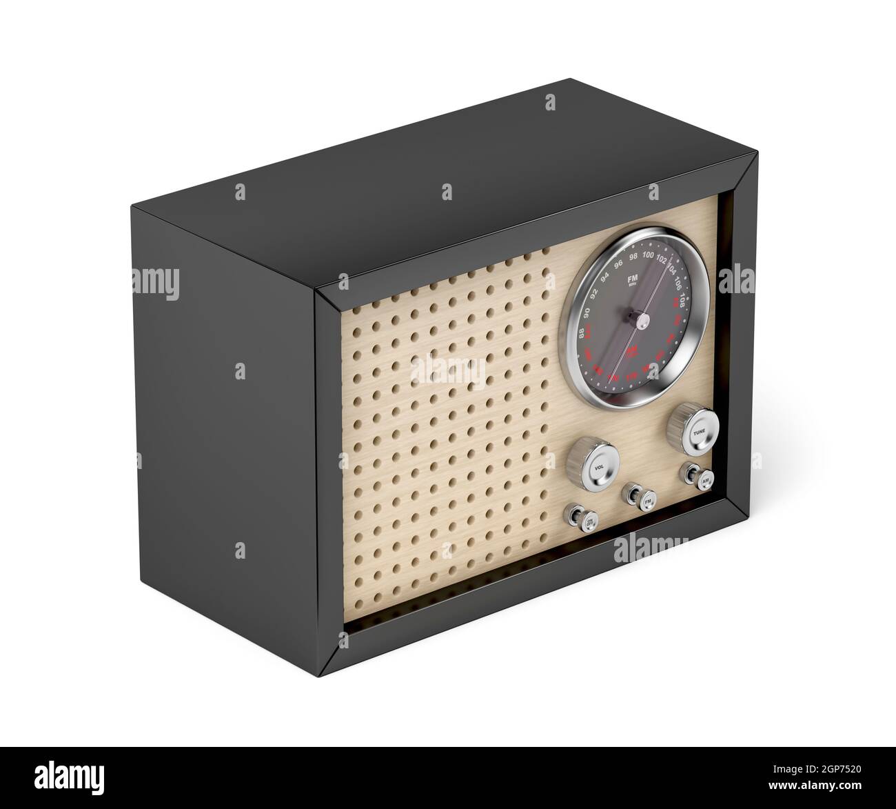 Black retro radio on white background Stock Photo - Alamy