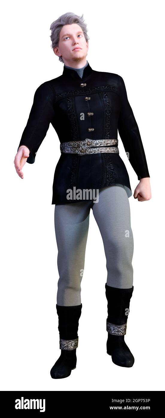 3D rendering of a fairy tale medieval prince isolated on white ...