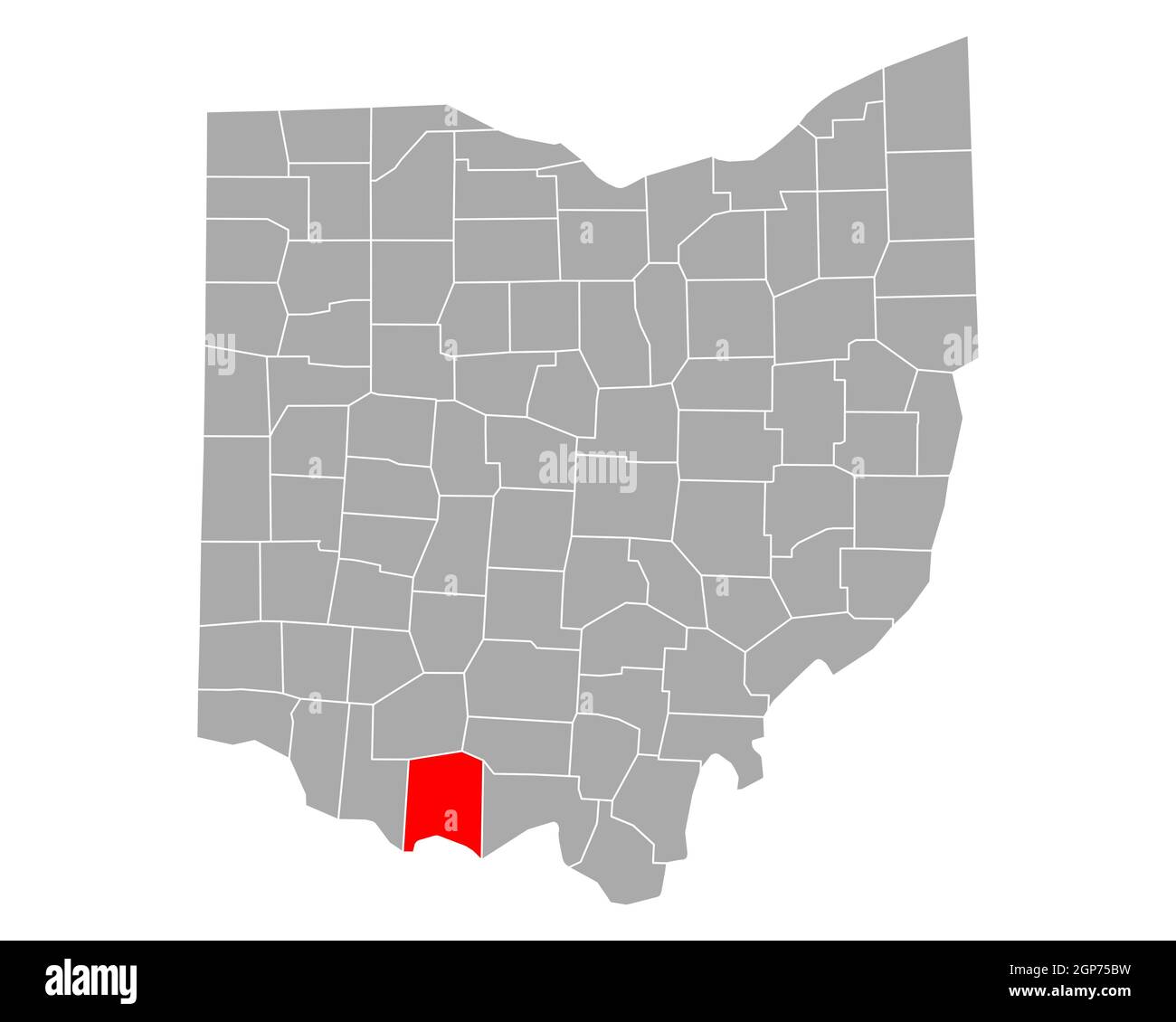 Map of Adams in Ohio Stock Photo - Alamy