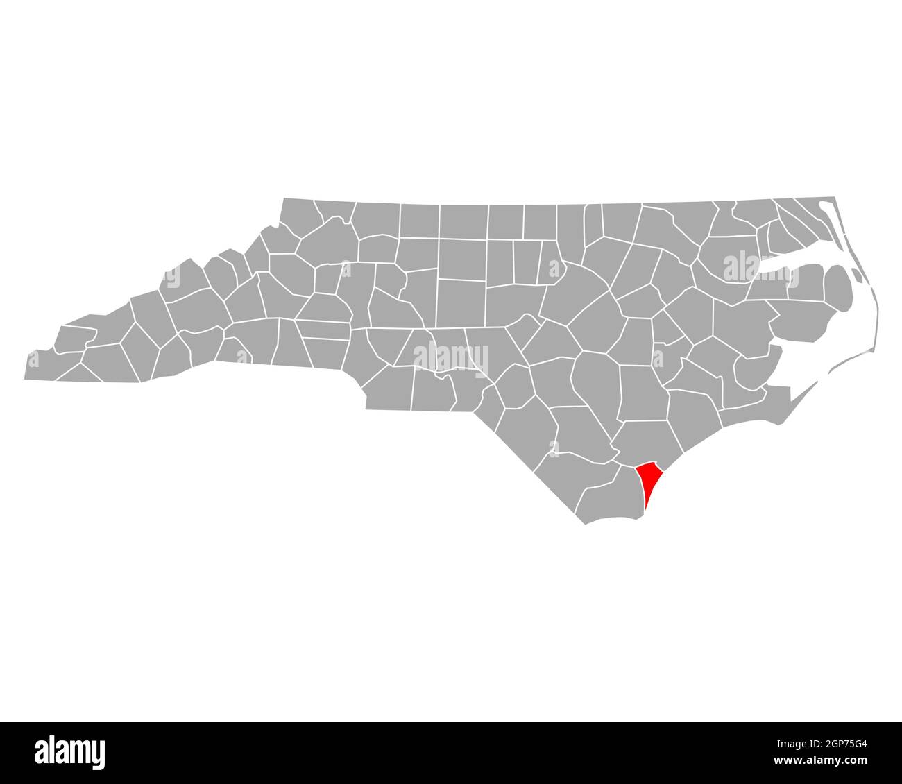 Map of New Hanover in North Carolina Stock Photo - Alamy