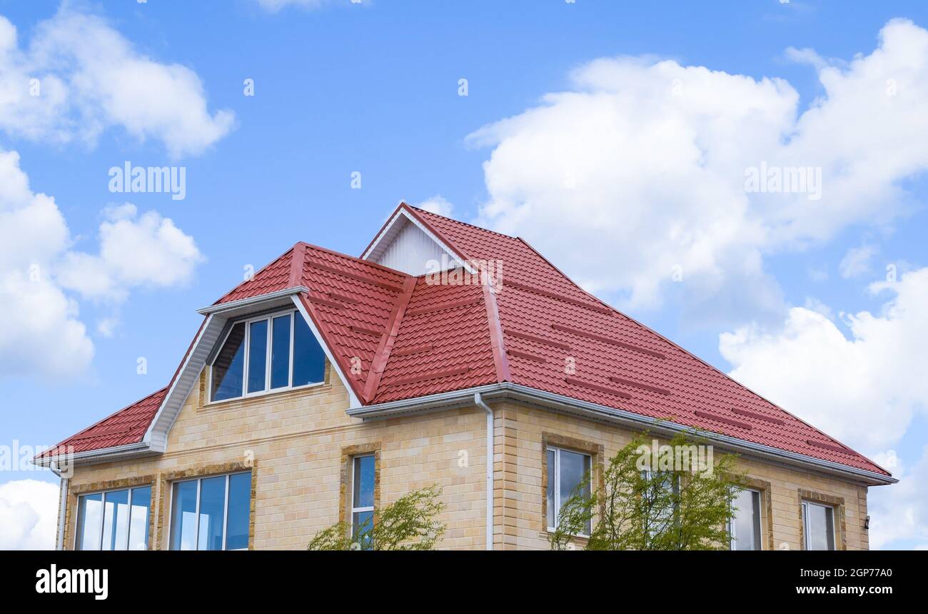 Roof metal sheets. Modern types of roofing materials Stock Photo - Alamy