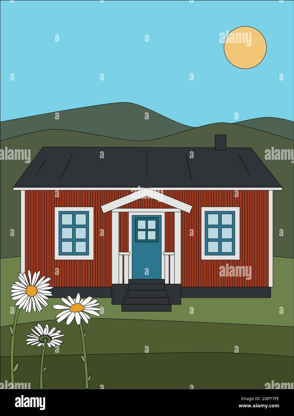 Traditional Swedish red cottage Stock Vector Image & Art - Alamy