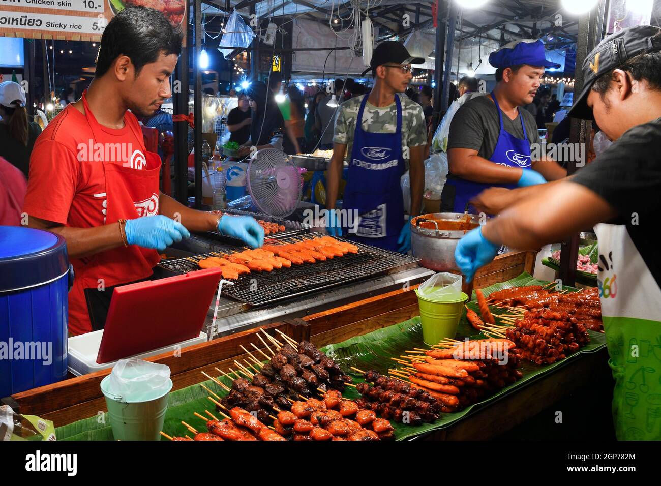 Food stand with typical dishes, Chillva Market, Phuket, Thailand Stock ...