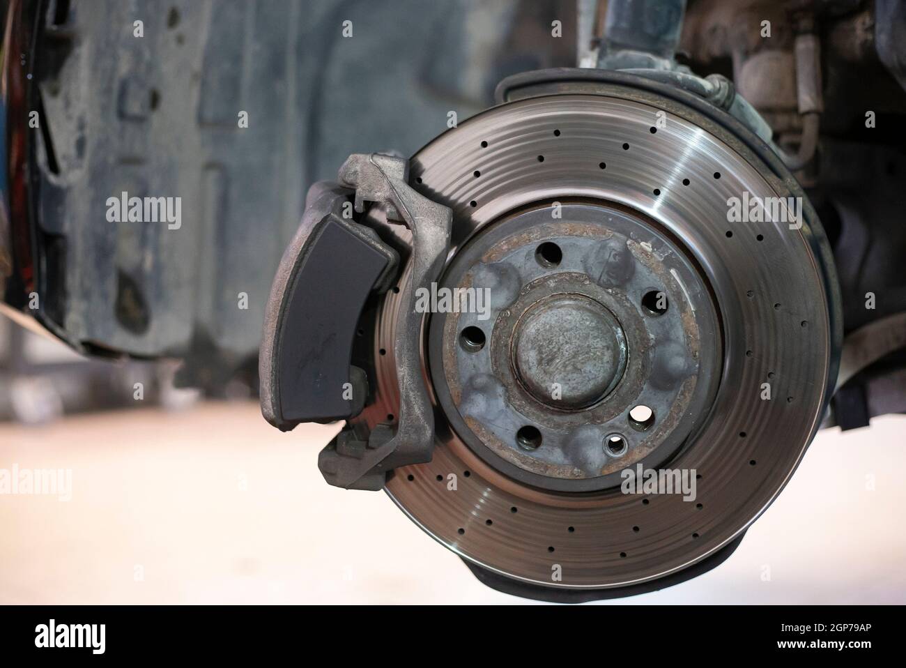 Detail of a worn disc brake ready for replacement and maintenance Stock ...